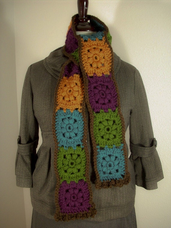 Items similar to Autumn Gem Afghan Scarf on Etsy