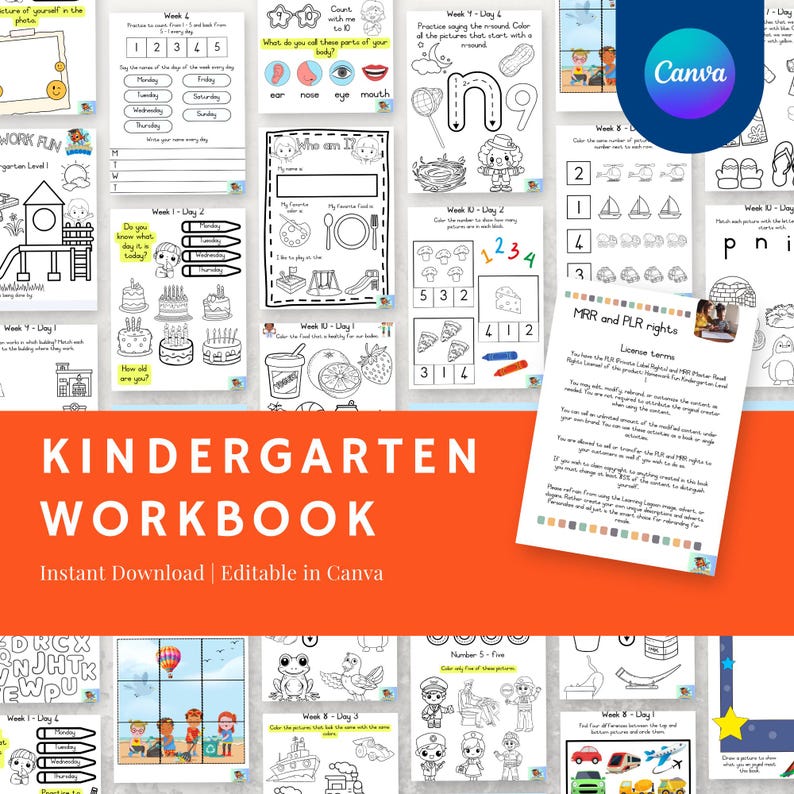 Kindergarten Workbook - Homework Fun Level 1 50+ Activities - Etsy