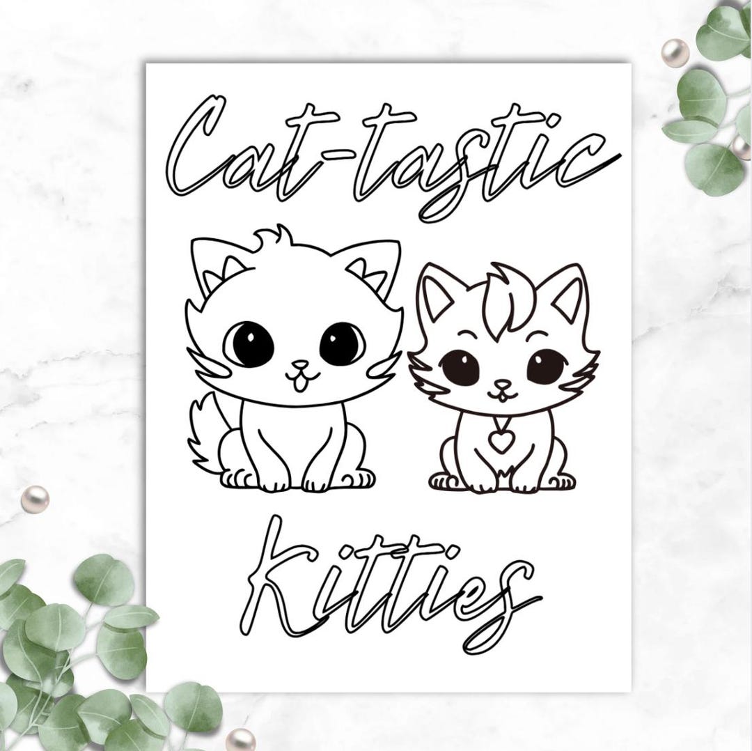 Cute Kitten Coloring Page Cat Coloring Sheet Simple Fun Printable Canva ...