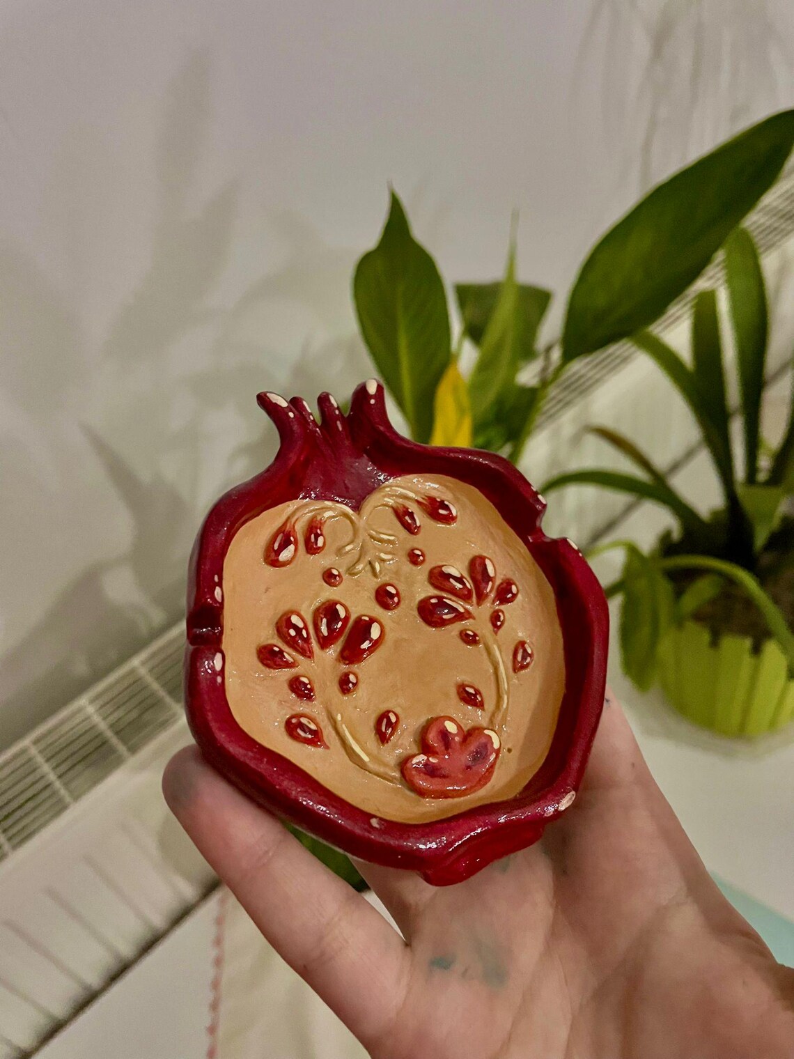 Custom Clay Ashtray, Handmade Clay Ashtray, Air Dry Clay, Pomegranate ...