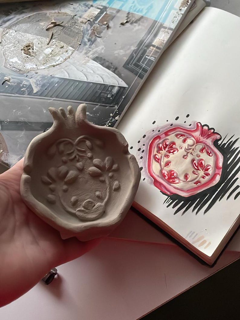 Custom Clay Ashtray, Handmade Clay Ashtray, Air Dry Clay, Pomegranate ...