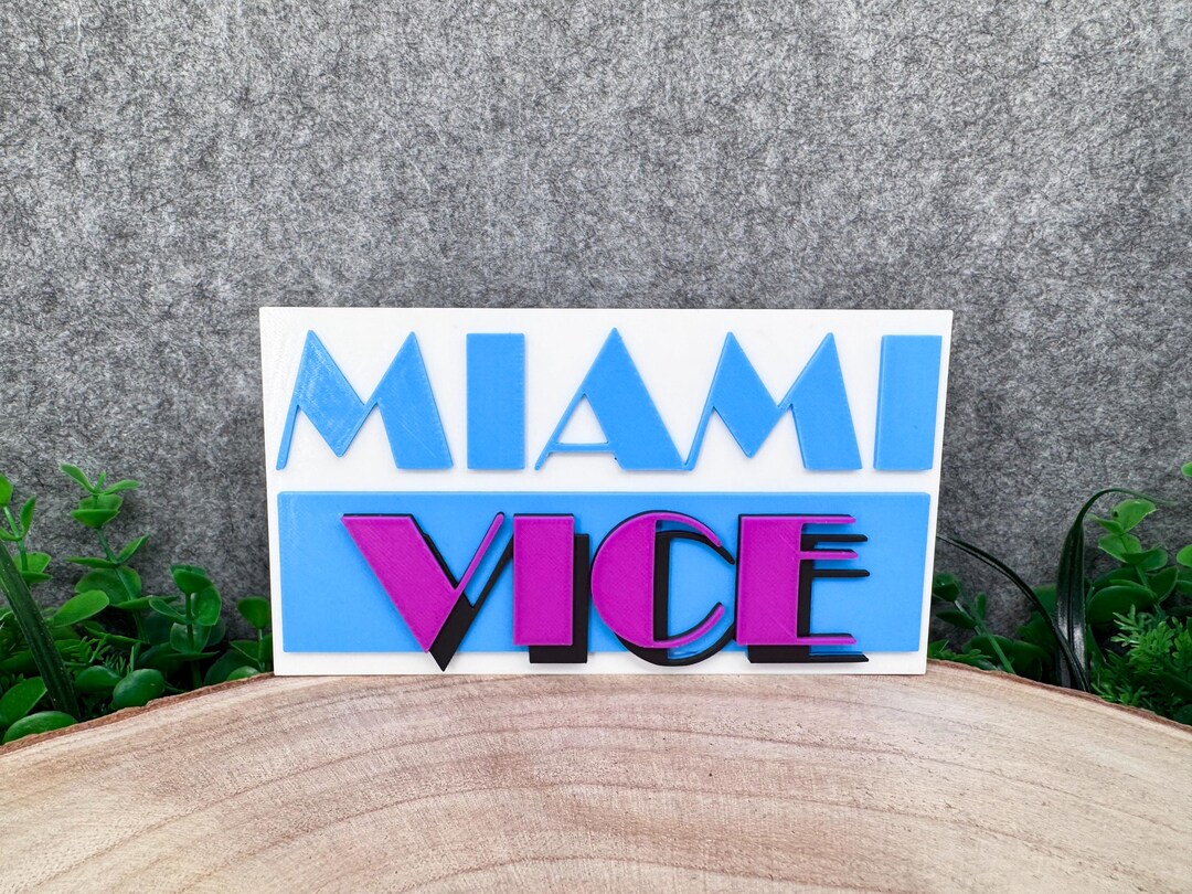 Miami Vice Fan Art – 80s Style 3D Decorative Logo – Handmade Retro ...