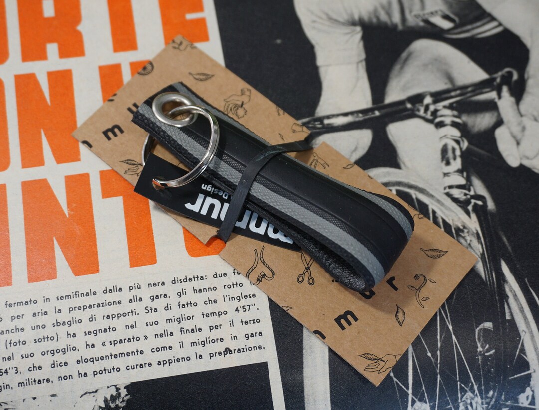 Keychain Made From Racing Bike Tires // Black and Grey Keyfob ...