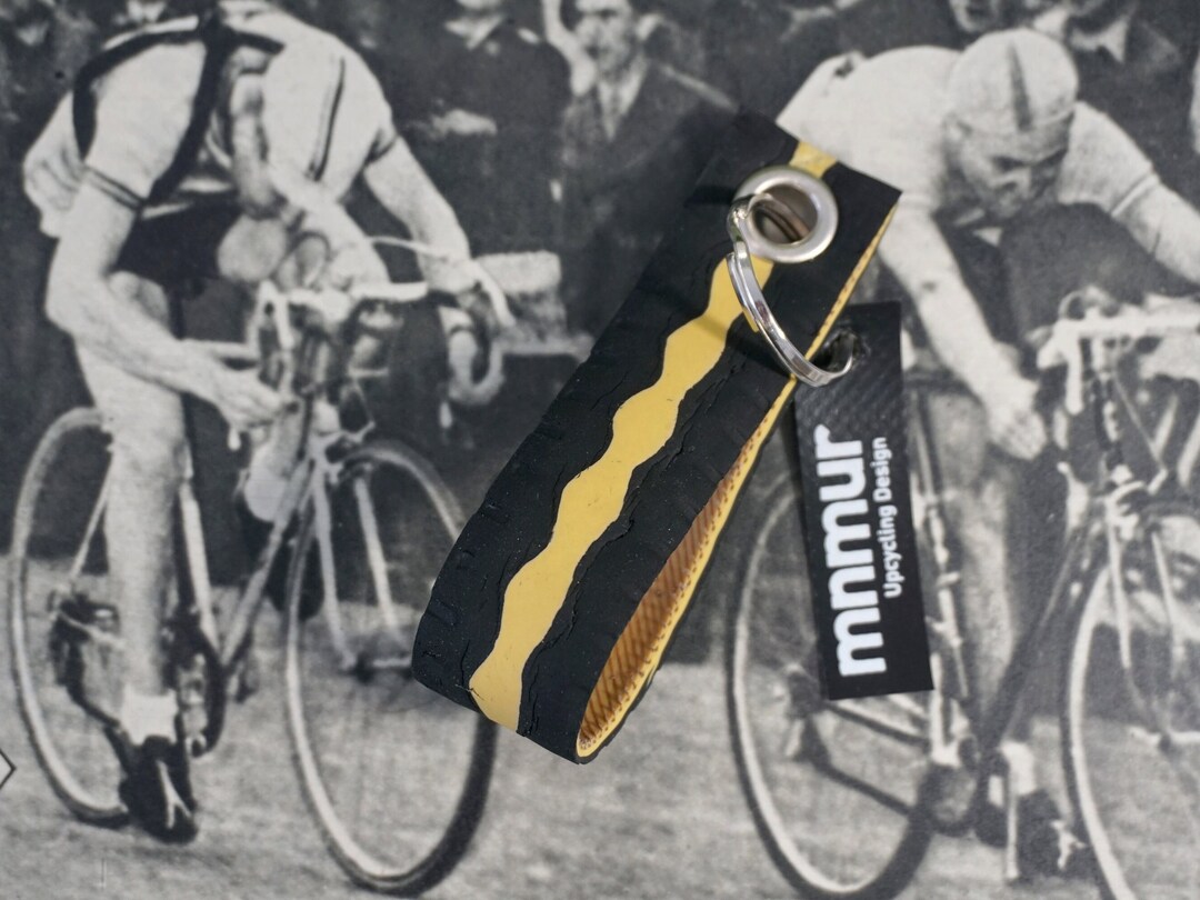 Unique Keychain Made From Up-cycled Racing Bike Tires // Black and ...