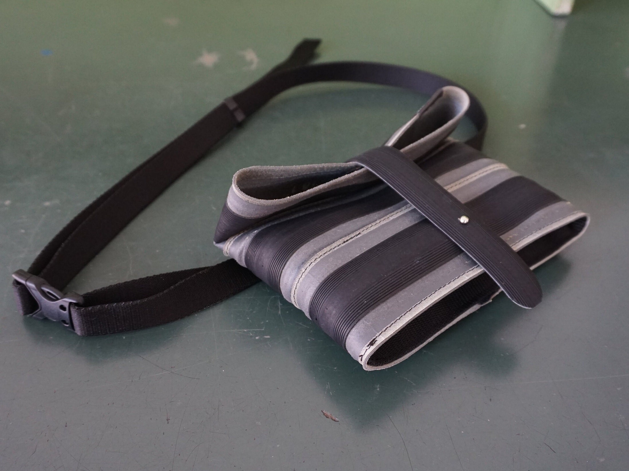 Hip Bag Made From Recycled Bike Tires Black and Grey Vegan | Etsy