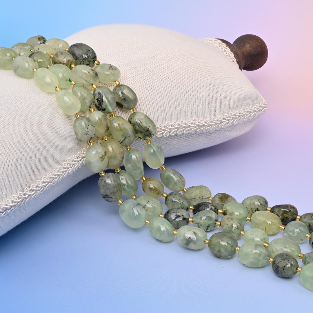 Green Prehnite Oval Beads Size 10-17mm Jewelry Making 15.5 Inch Strand ...