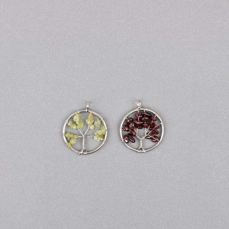 Gemstone Tree of Life Pendant: Wire Wrapped Crystal Quartz Charm - Etsy