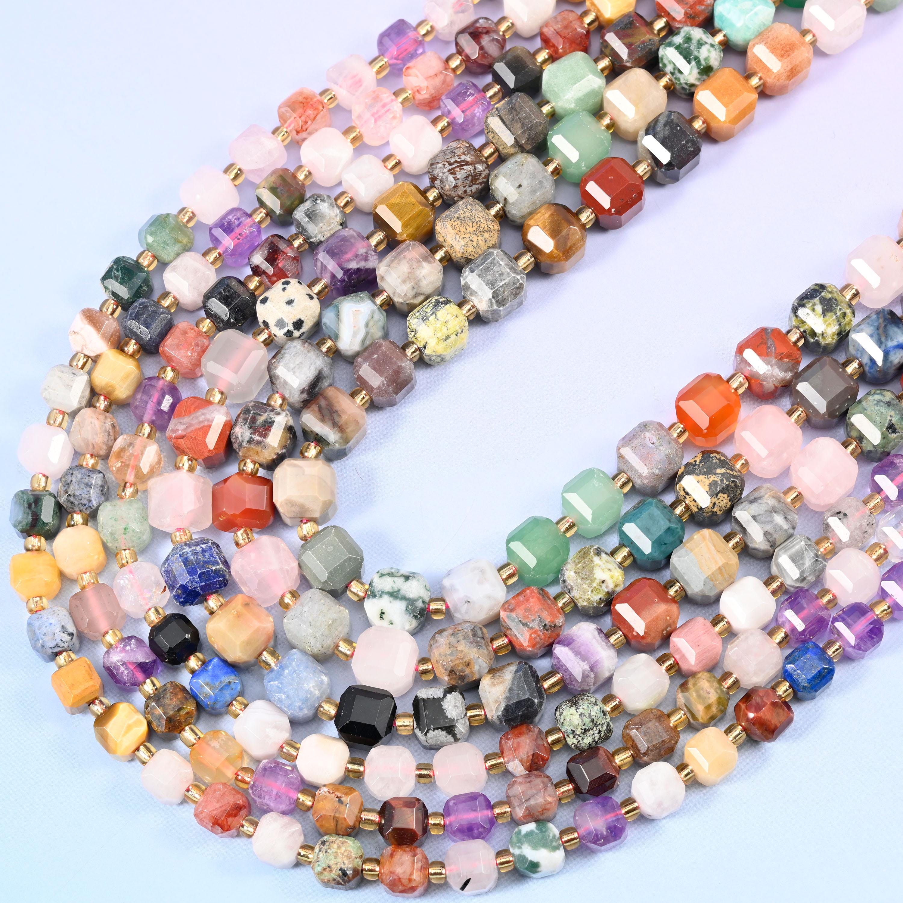 Assorted Gemstone Faceted Cube Beads: Size 6mm 8mm, Jewelry Making, 15 ...