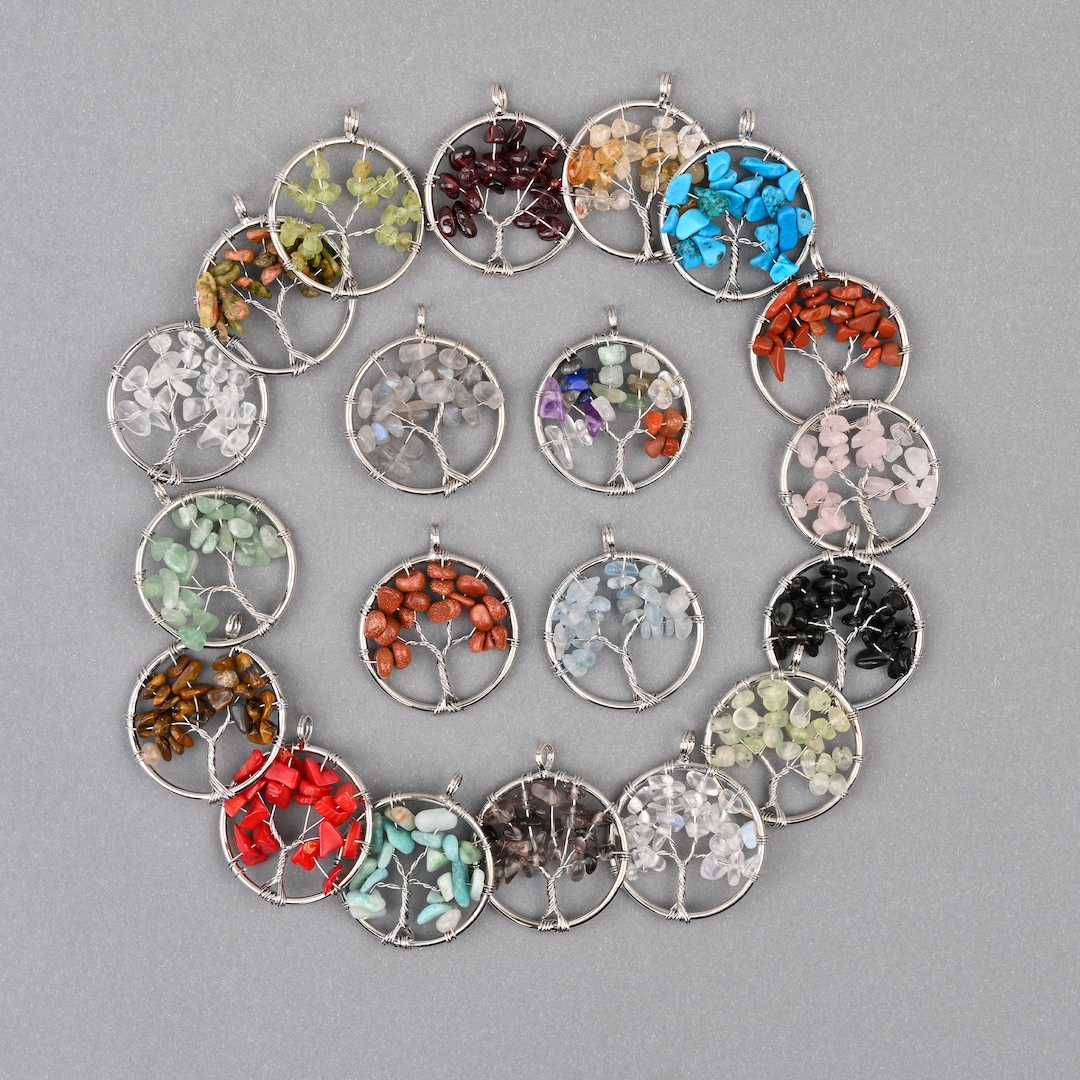 Gemstone Tree of Life Pendant: Wire Wrapped Crystal Quartz Charm - Etsy