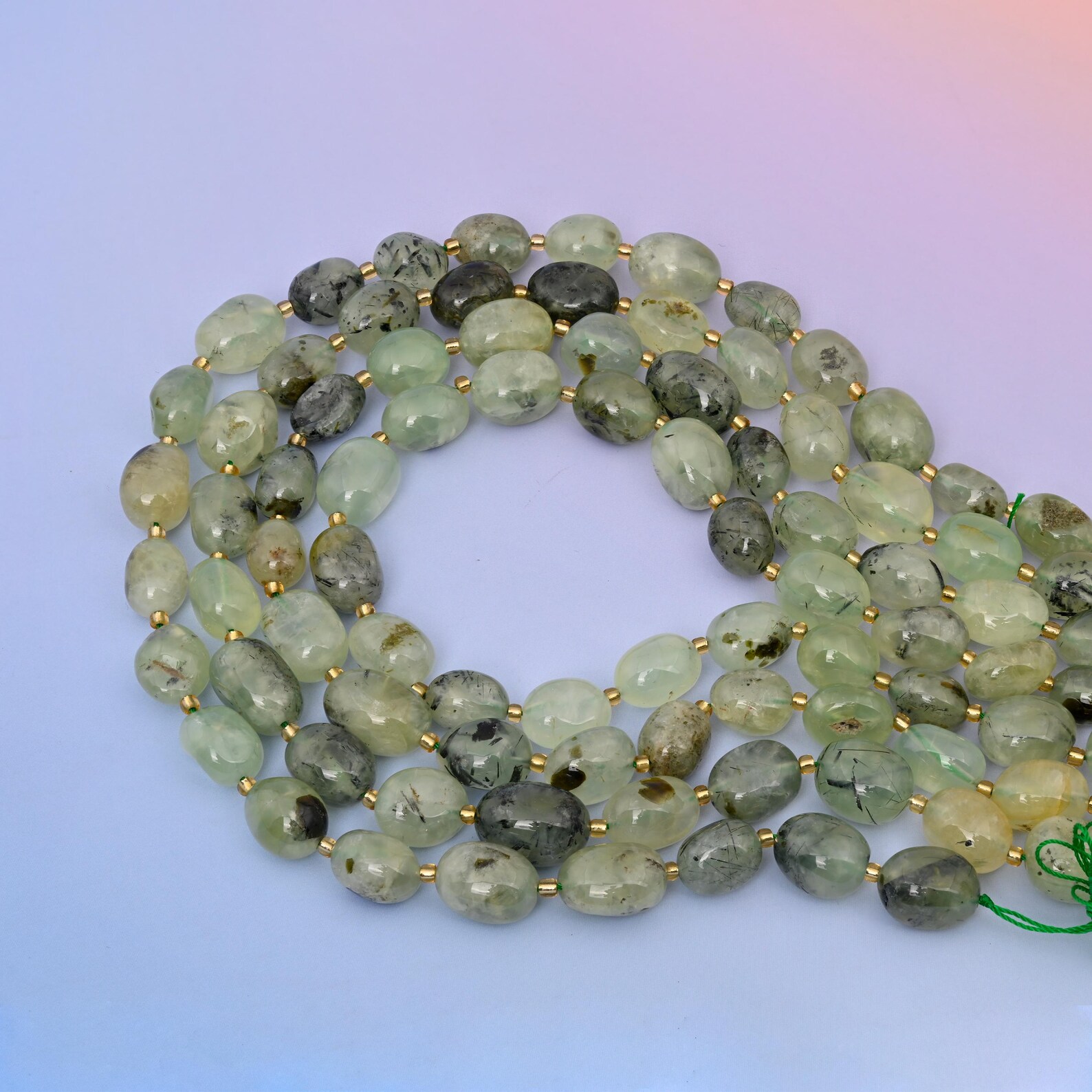 Green Prehnite Oval Beads Size 10-17mm Jewelry Making 15.5 Inch Strand ...