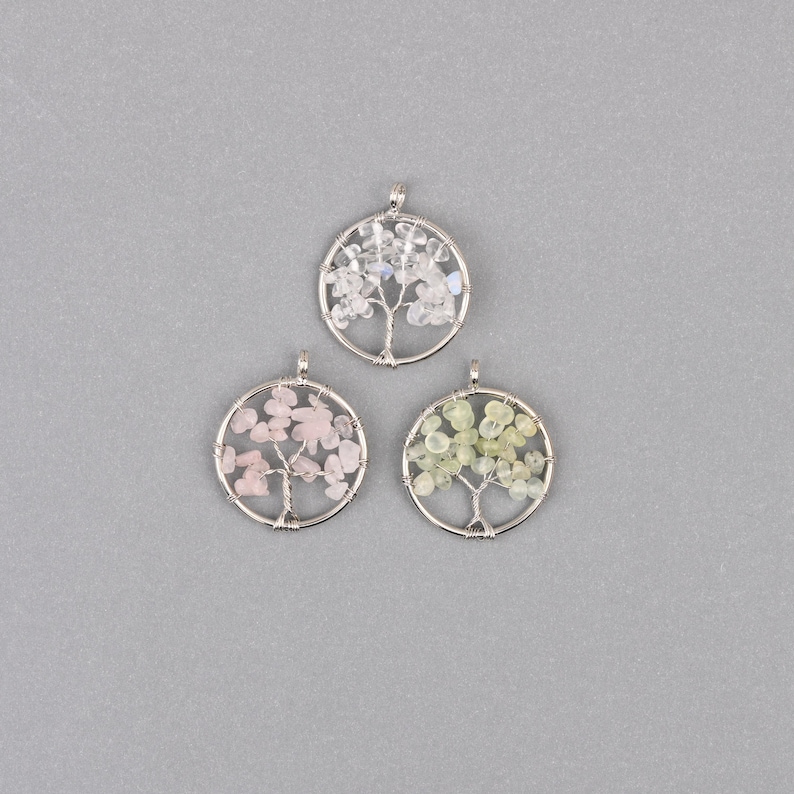 Gemstone Tree of Life Pendant: Wire Wrapped Crystal Quartz Charm - Etsy