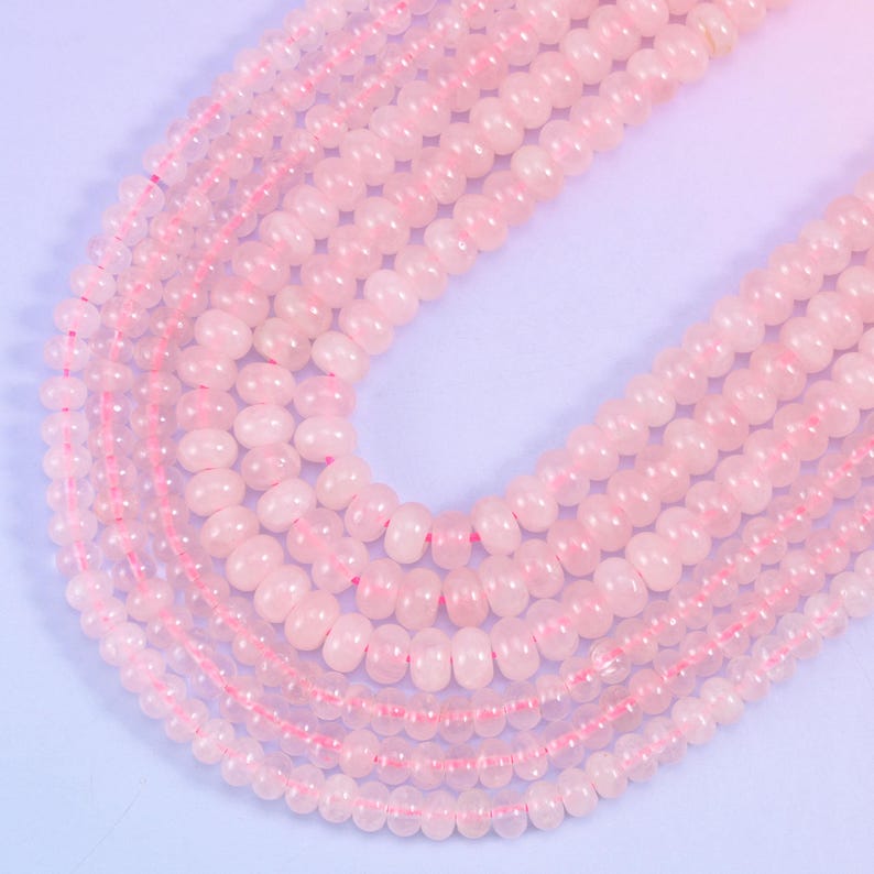 Rose Quartz Smooth Rondelle Beads Jewelry Making Size 4x6mm 5x8mm 15.5 ...