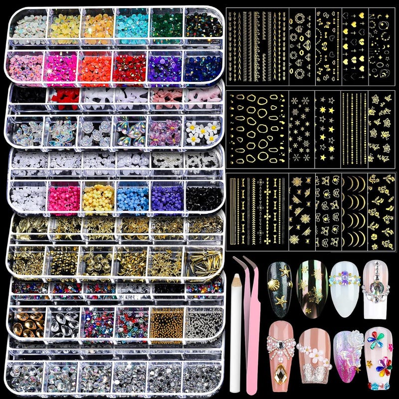 Rhinestone Nail Decal Gem - Etsy