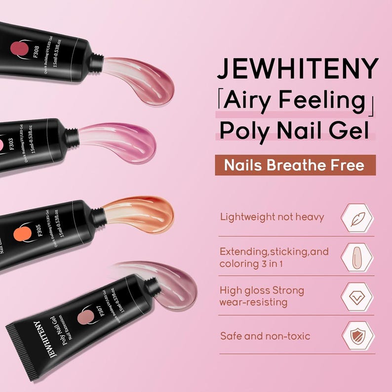 Poly Extension Gel Nail Kit: 14 Colors, Mini Lamp, Nail Art Design - Etsy