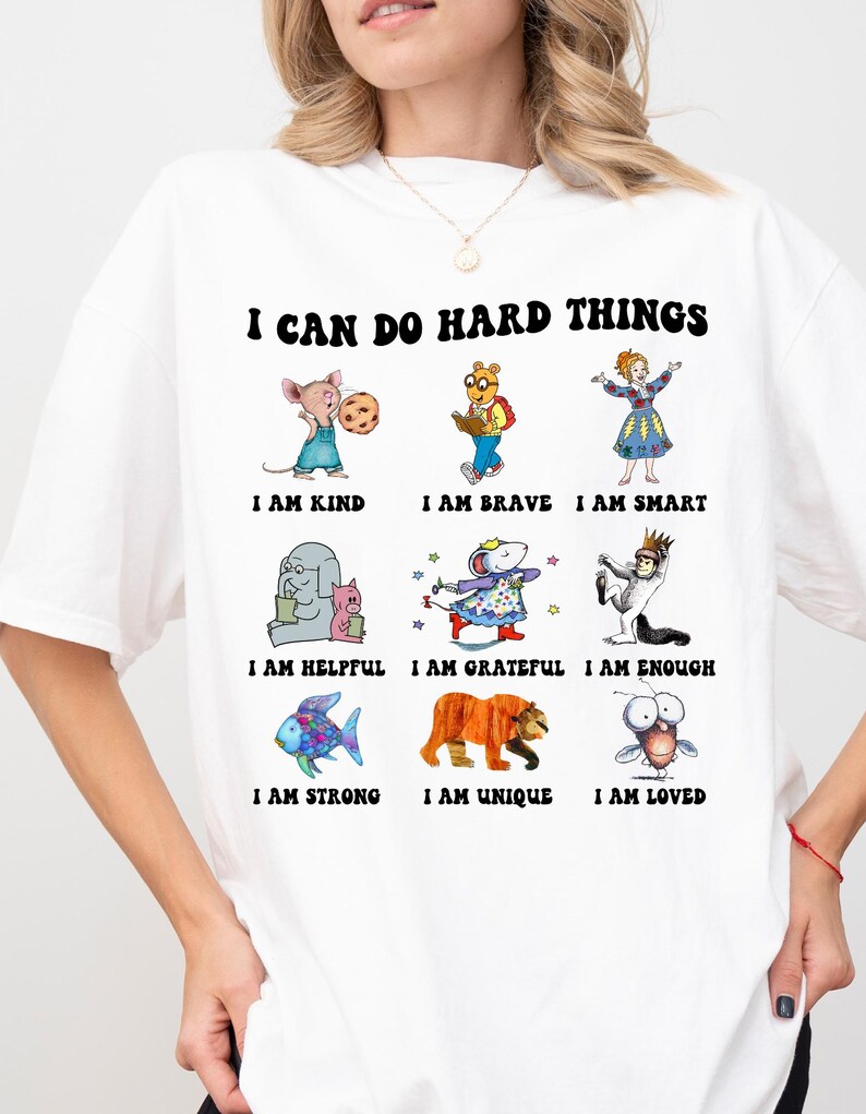 Comfort Colors Teacher T-shirt: I Can Do Hard Things - Children's Book ...
