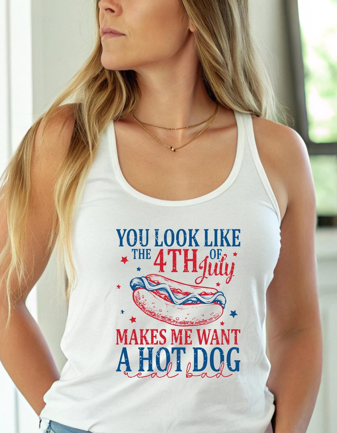 Funny 4th of July Hot Dog Tank Top: Patriotic Meme Racerback - Etsy