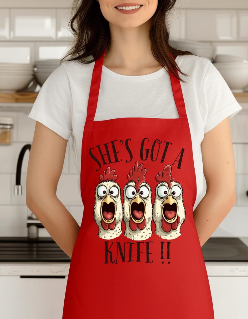 Funny Chicken Apron, She Got the Knife , Thanksgiving Gift,mom Apron ...