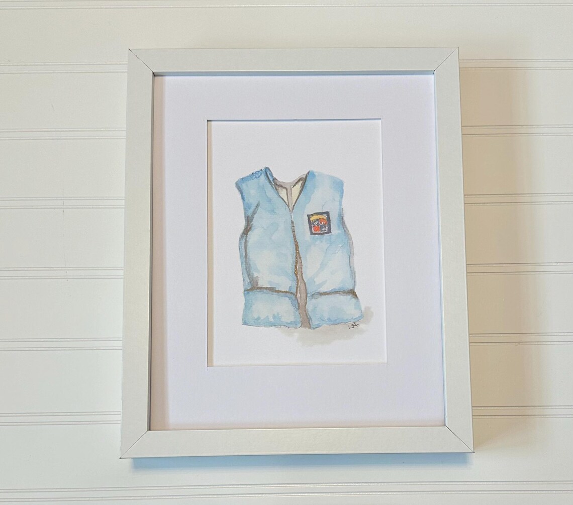 Watercolor Illustrated 8x10 Light Blue Life Vest Art Print - Etsy