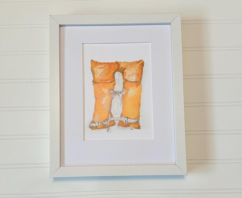 Watercolor Illustrated 8x10 Orange Life Vest Art Print - Etsy