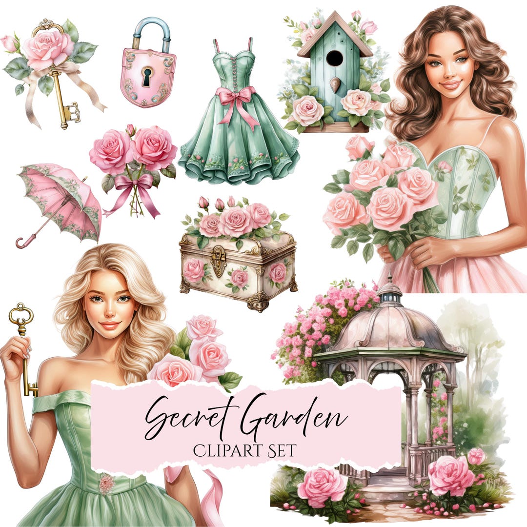 Secret Garden Clipart Bundle | Floral Garden PNG | Magical Garden ...