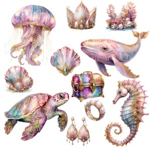 Pearl Mermaid Clipart Bundle: Fantasy Ocean Graphics (instant Download ...