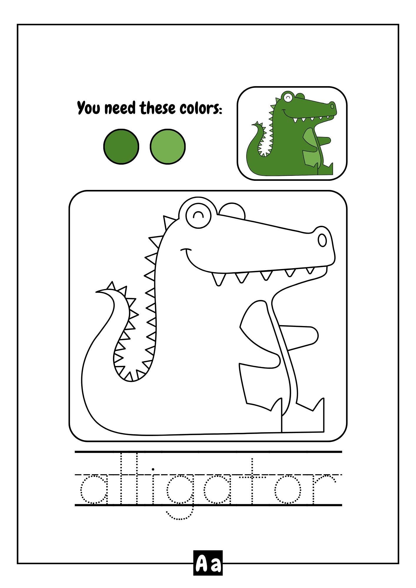 Animal Alphabet Tracing & Coloring Worksheets: Educational Printable ...