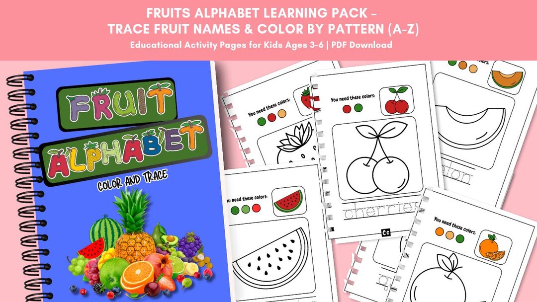 Printable Fruits Alphabet Learning Pack for Preschooler – Trace Fruit ...