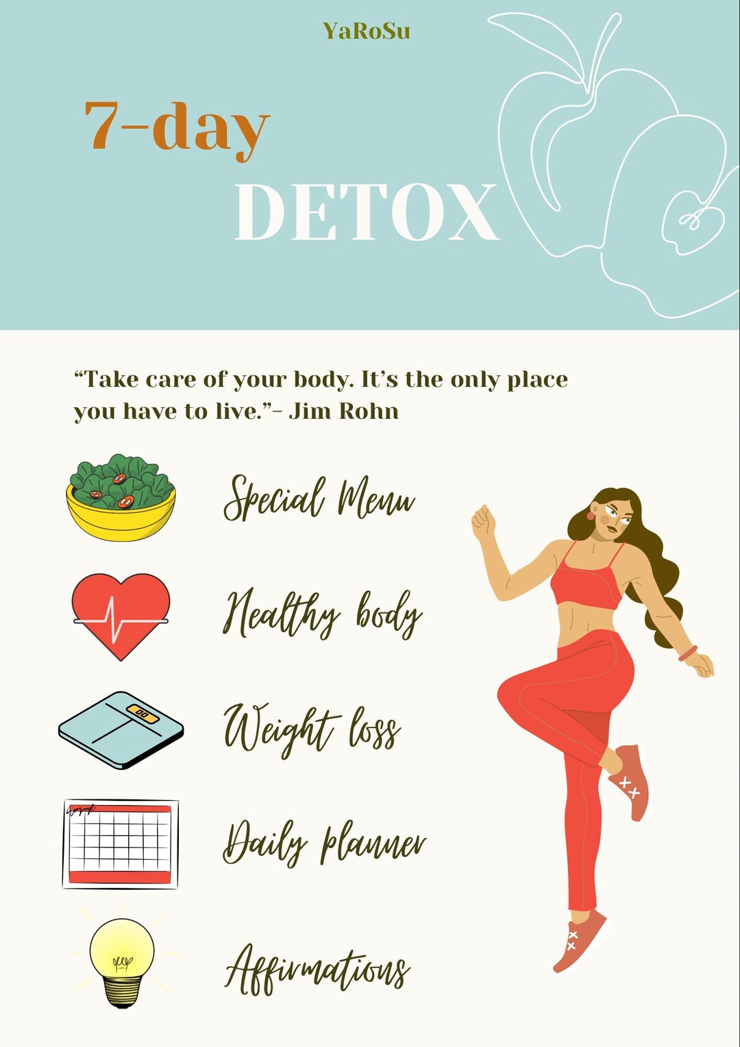Detox Guide/7-day Cleanse Plan for Weight Loss/lose up to 5kg in a Week ...