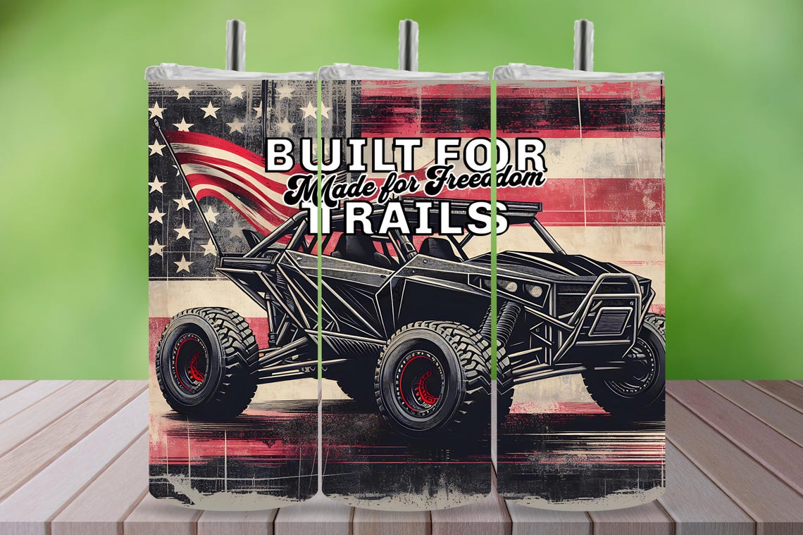 Patriotic Off-road UTV Tumbler Wrap PNG - 20oz Skinny Sublimation ...