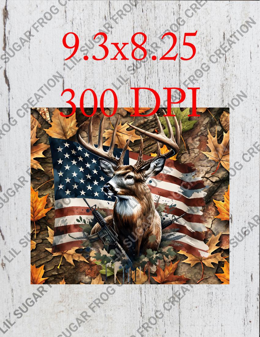 Patriotic Deer Tumbler Wrap – 20oz Hunting Sublimation Design With Buck ...