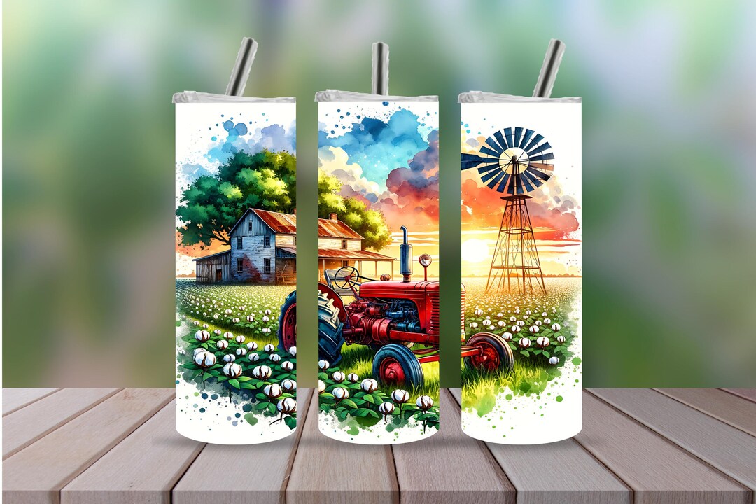 Rustic Red Tractor 20 Oz Skinny Tumbler Sublimation Design Digital ...