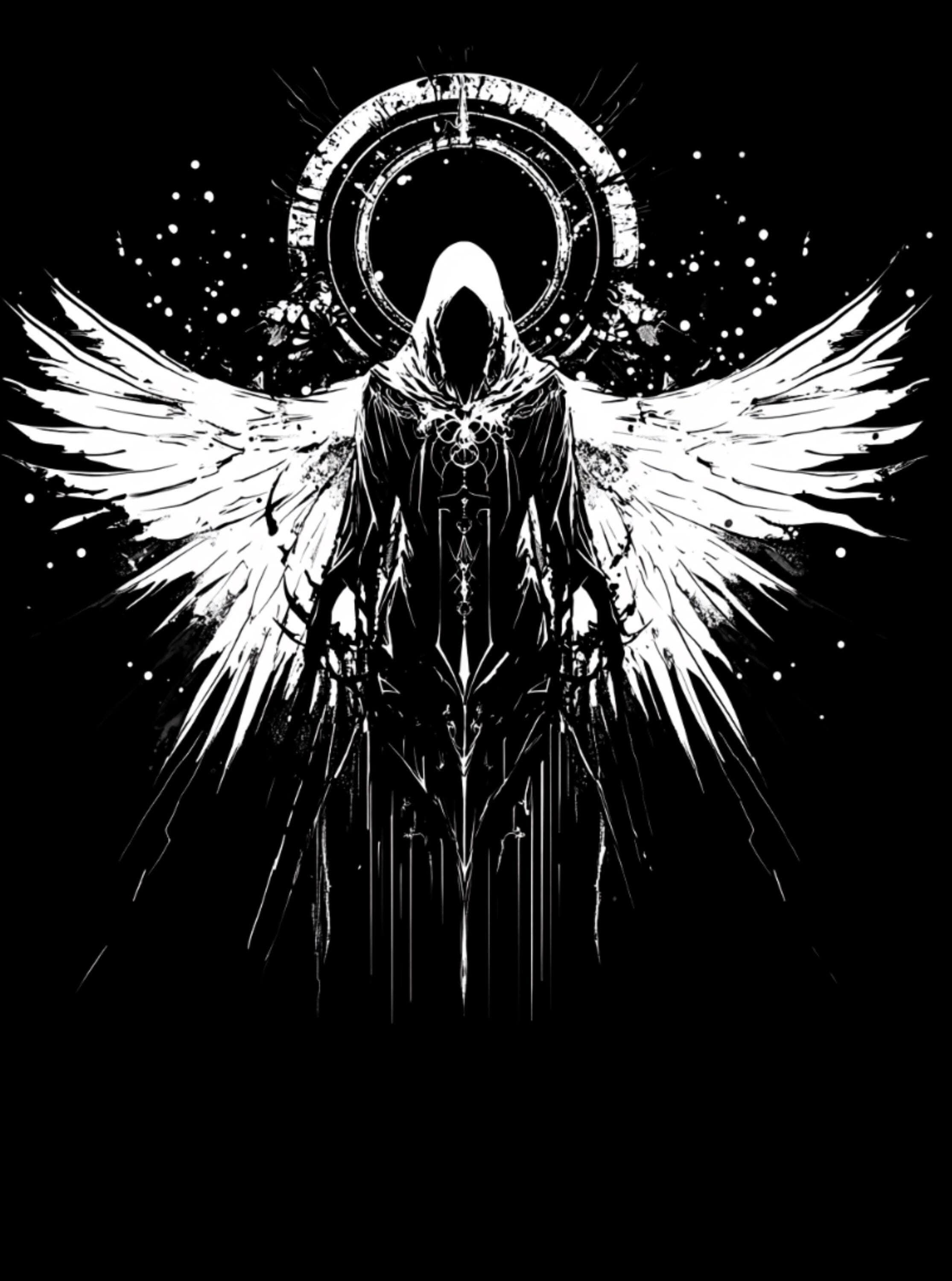 Dark Angel Gothic Hoodie Design High Contrast Edgy Streetwear Art ...