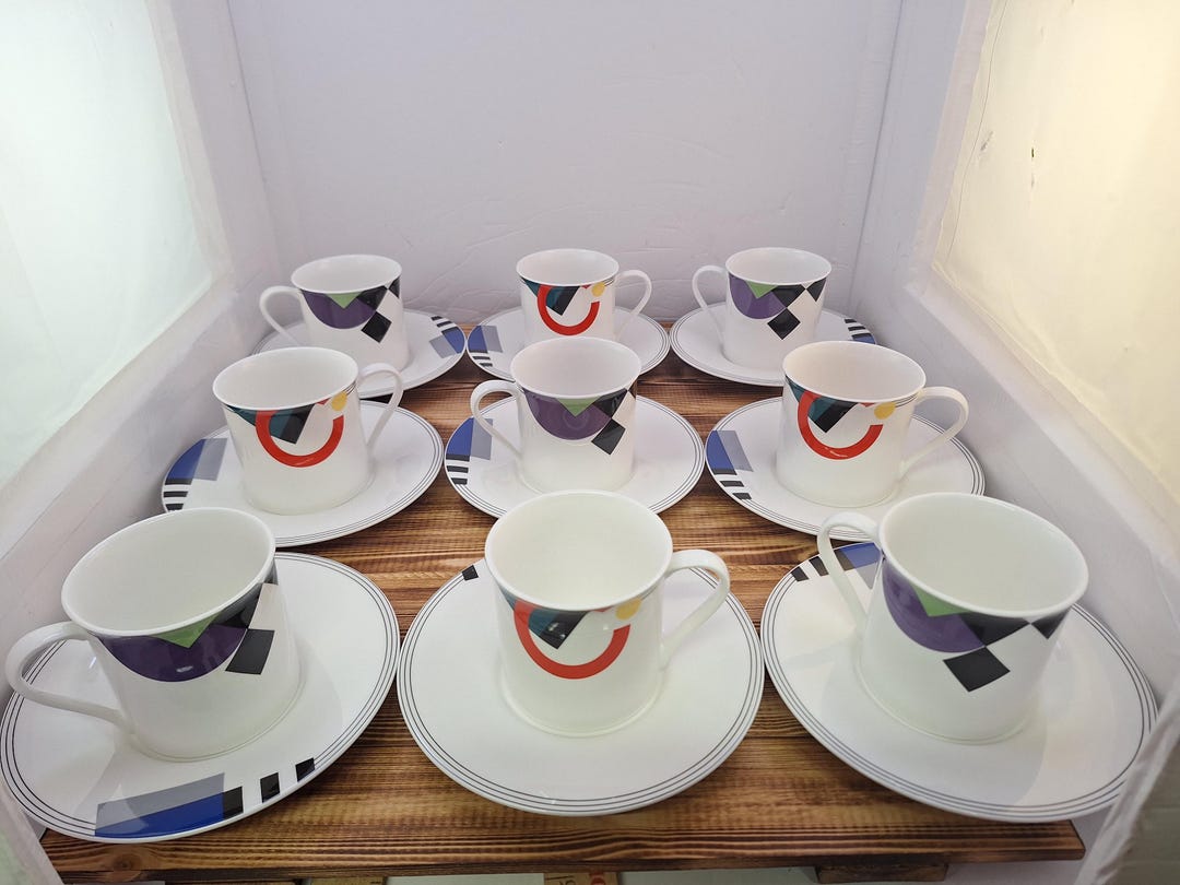 Set of 9 Mikasa Maxima High Spirits Cups & Saucers 18 Piece Set Used ...