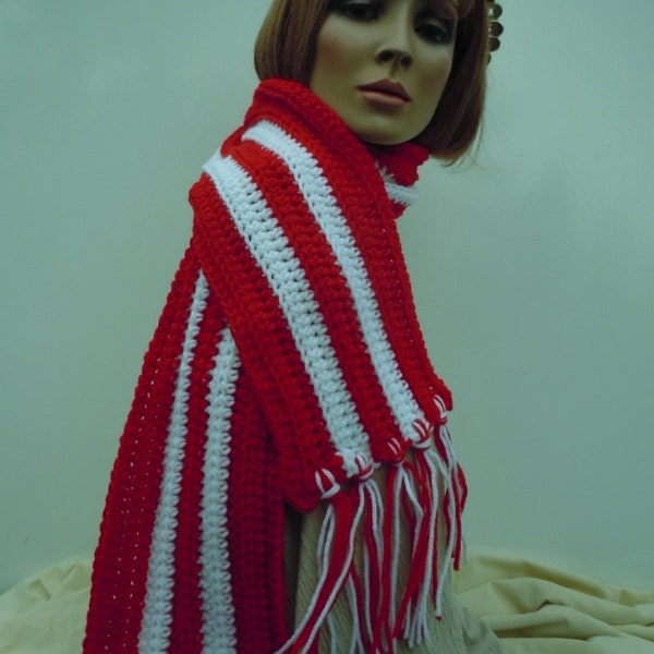 Red and White Scarf - Etsy