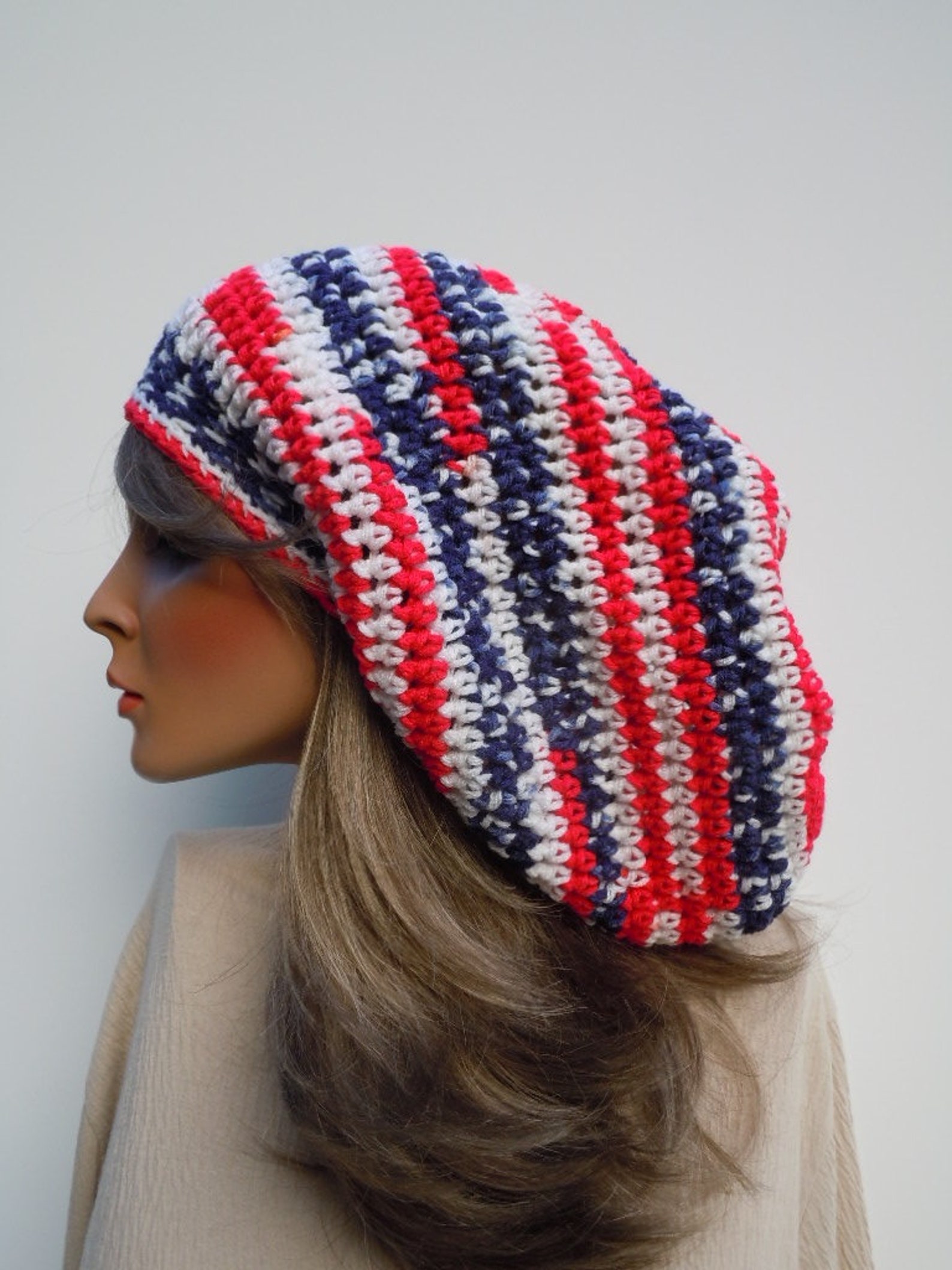 Patriotic Tam, Dreadlock Tam, Rasta Tam Cap, Hippie Hat, Bag Hat, Red ...