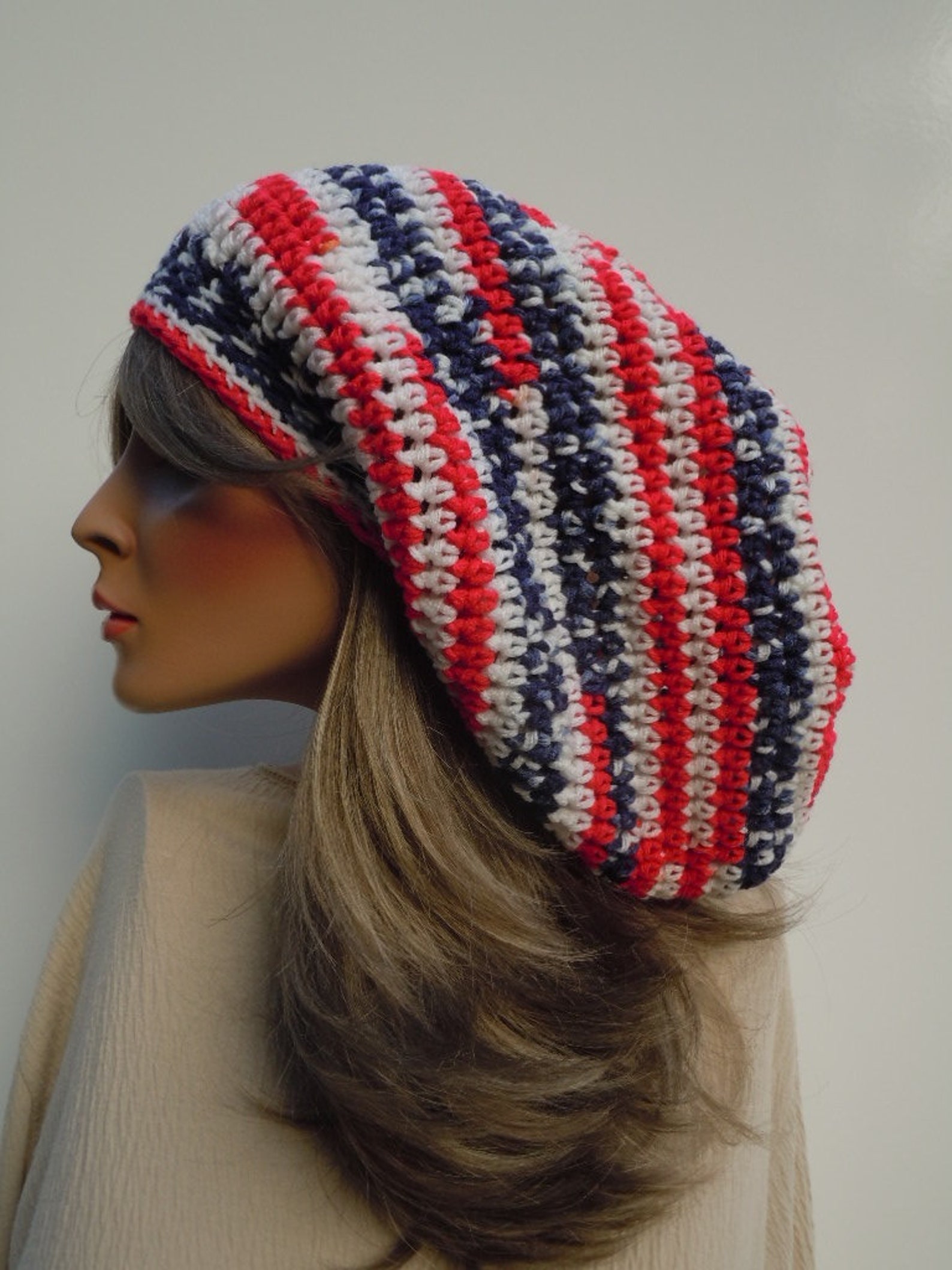 Patriotic Tam, Dreadlock Tam, Rasta Tam Cap, Hippie Hat, Bag Hat, Red ...