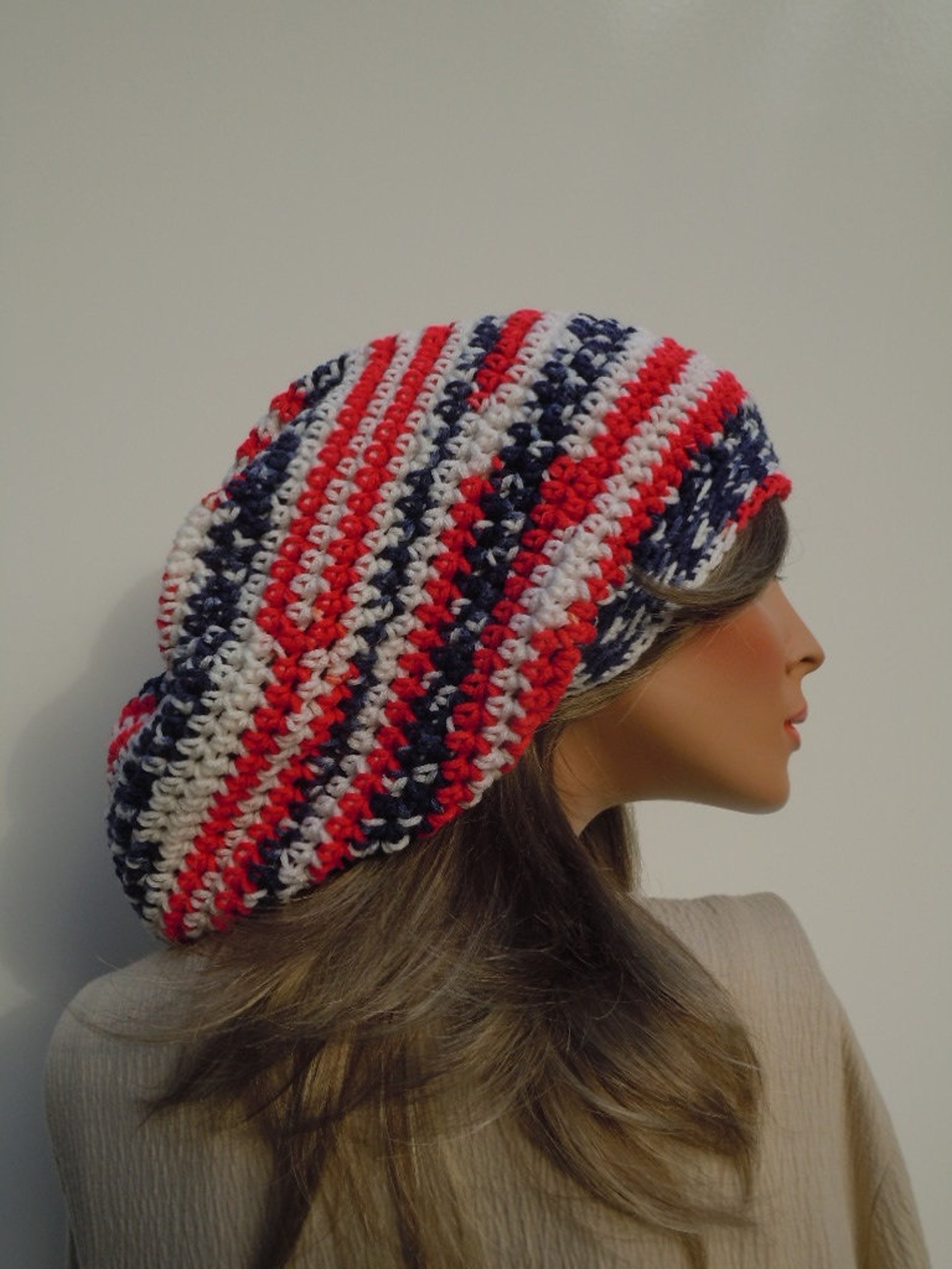 Patriotic Tam, Dreadlock Tam, Rasta Tam Cap, Hippie Hat, Bag Hat, Red ...