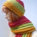 Autumn Hat Scarf, Muted Colors Set, Cold Weather Set, Crochet Hat Scarf ...
