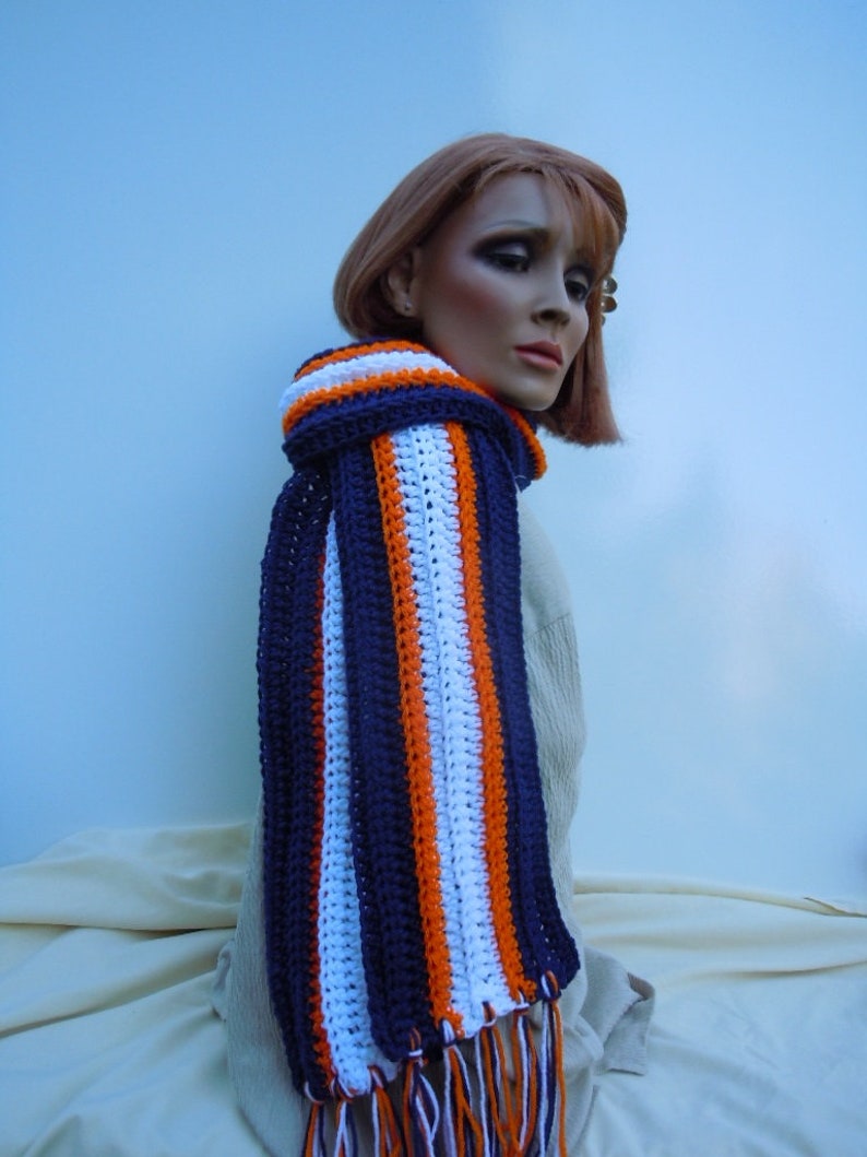 Sports Team Inspired Sports Scarf Navy Blue Orange White - Etsy