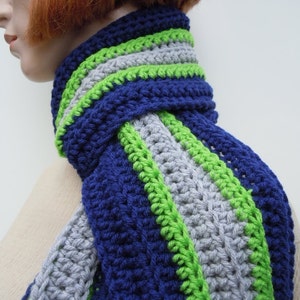 Football Team Inspired Sports Scarf, Blue Lime Green Lighter Gray Scarf ...