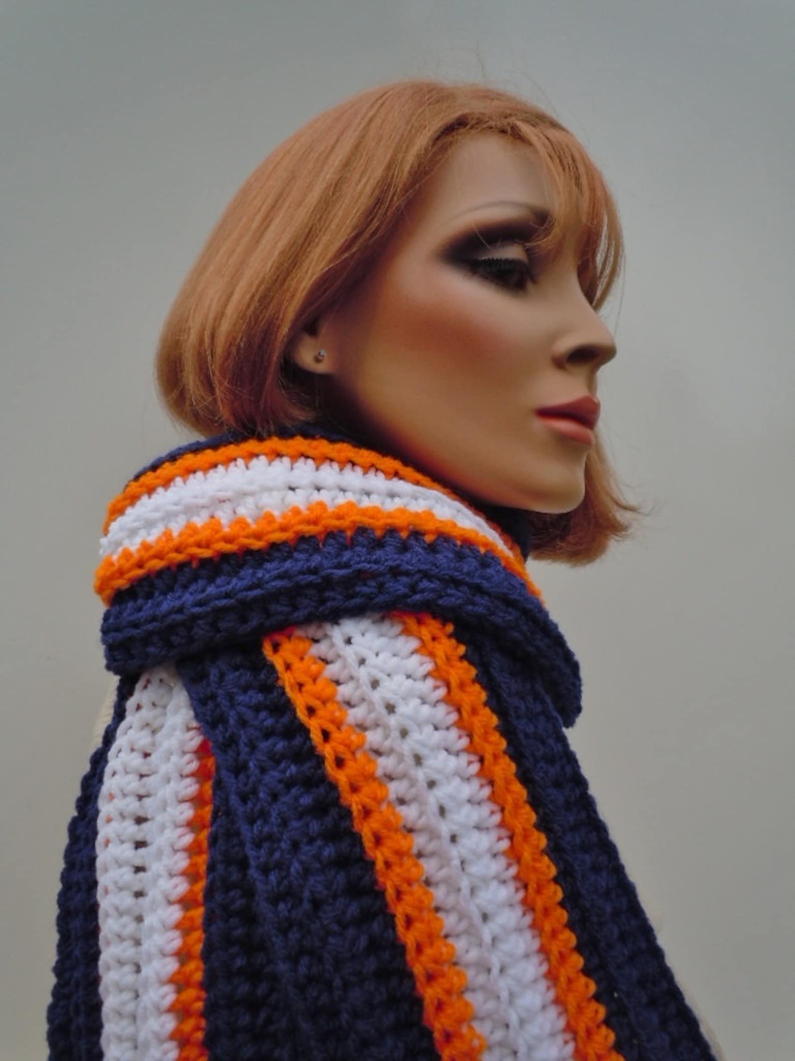 Sports Team Inspired Sports Scarf Navy Blue Orange White - Etsy