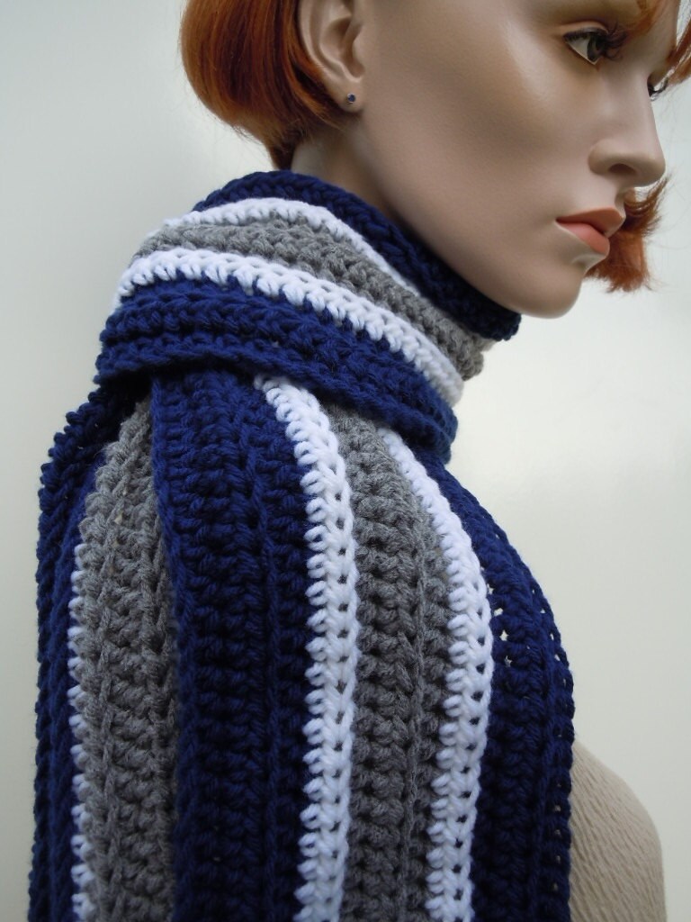 Football Team Inspired Sports Scarf, College Team Color Scarf, Blue ...