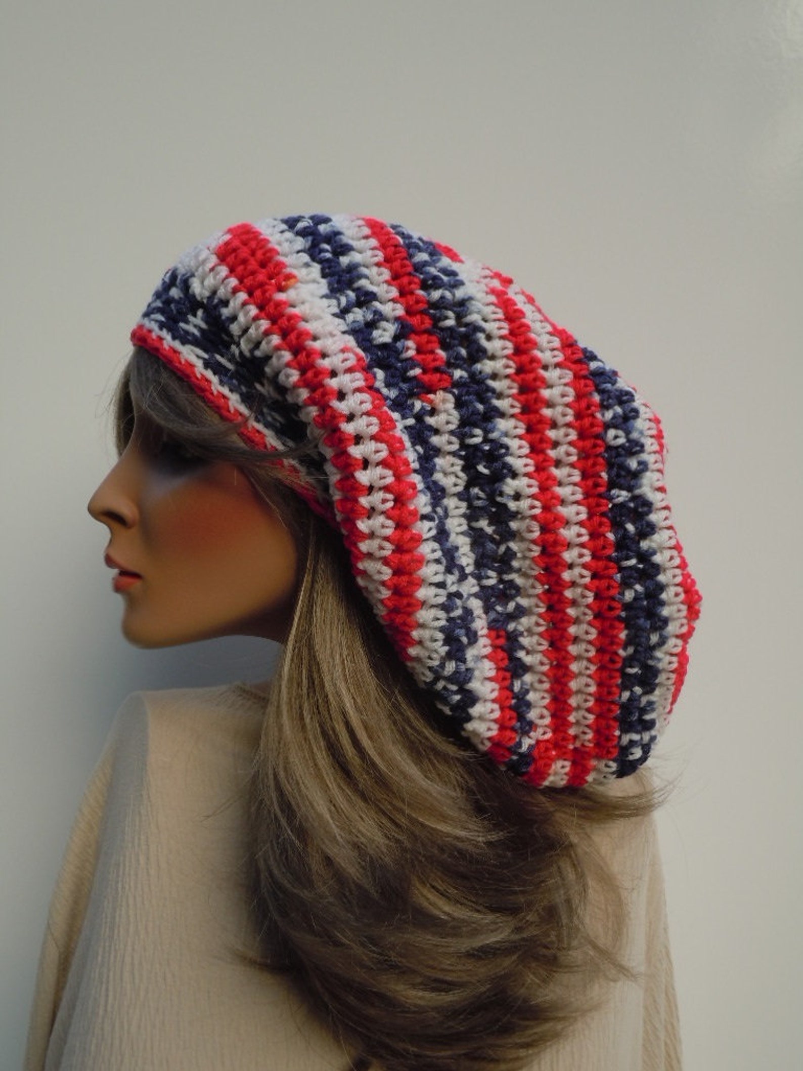 Patriotic Tam, Dreadlock Tam, Rasta Tam Cap, Hippie Hat, Bag Hat, Red ...