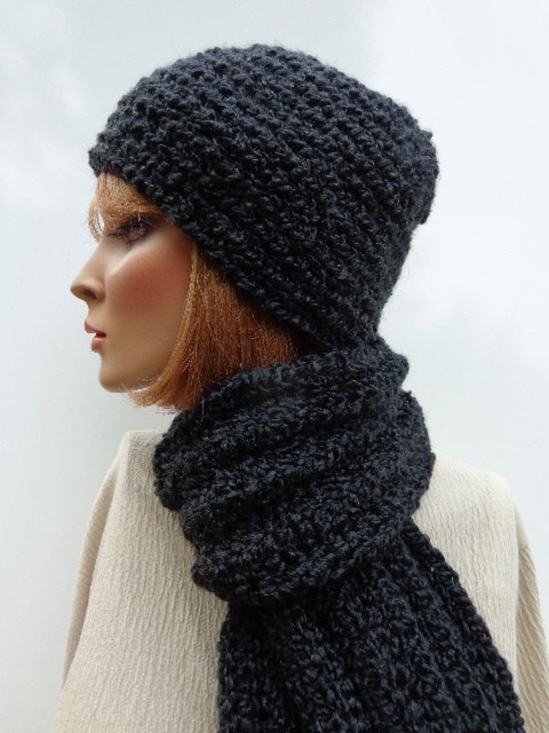 Mens Hat Scarf Set Black Hat and Scarf Soft Hat Scarf Set - Etsy