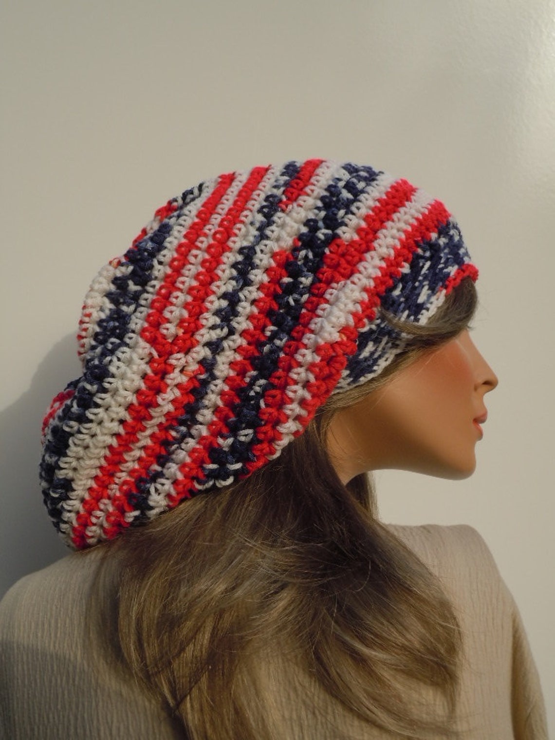 Patriotic Tam, Dreadlock Tam, Rasta Tam Cap, Hippie Hat, Bag Hat, Red ...