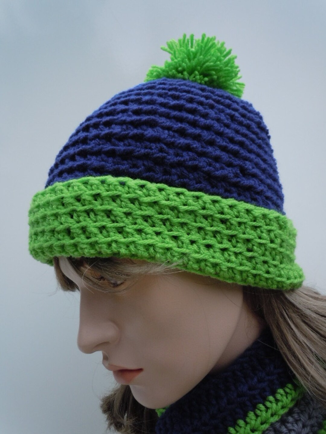 Sports Team Inspired Hat, Navy Blue and Lime Green, Sports Team Colors ...
