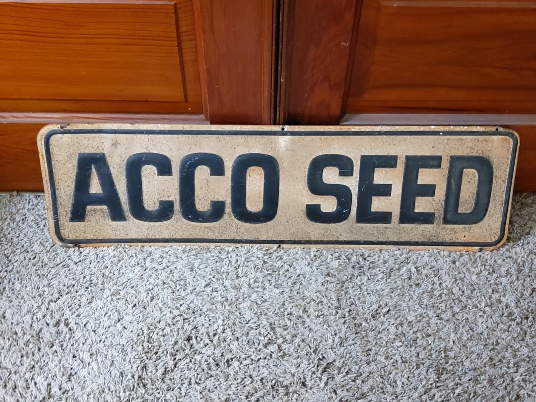 Vintage Metal Embossed ACCO SEED Sign. - Etsy