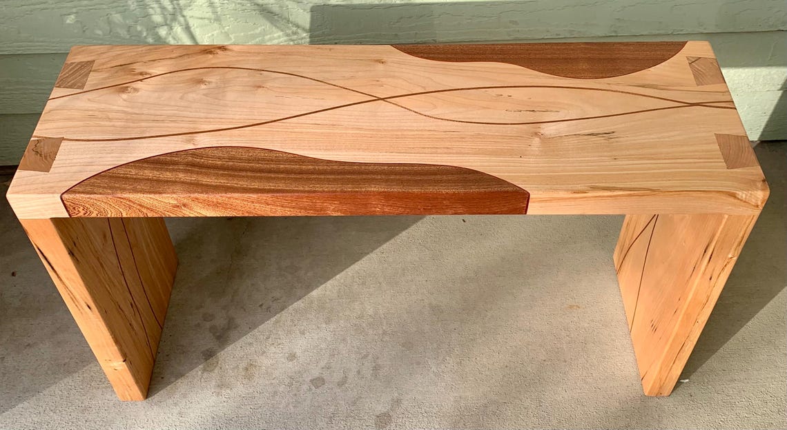 Maple and Sapele Inlay Bench With Dovetail Joinery - Etsy