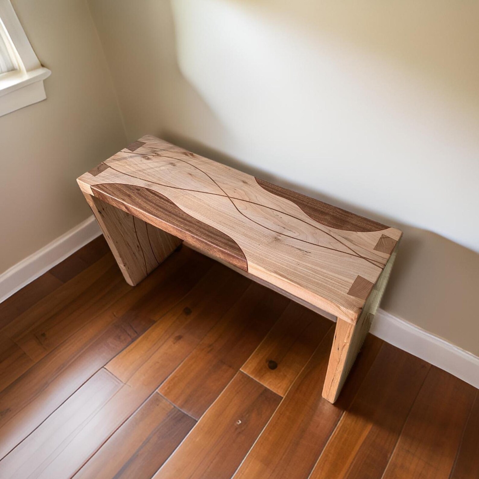 Maple and Sapele Inlay Bench With Dovetail Joinery - Etsy