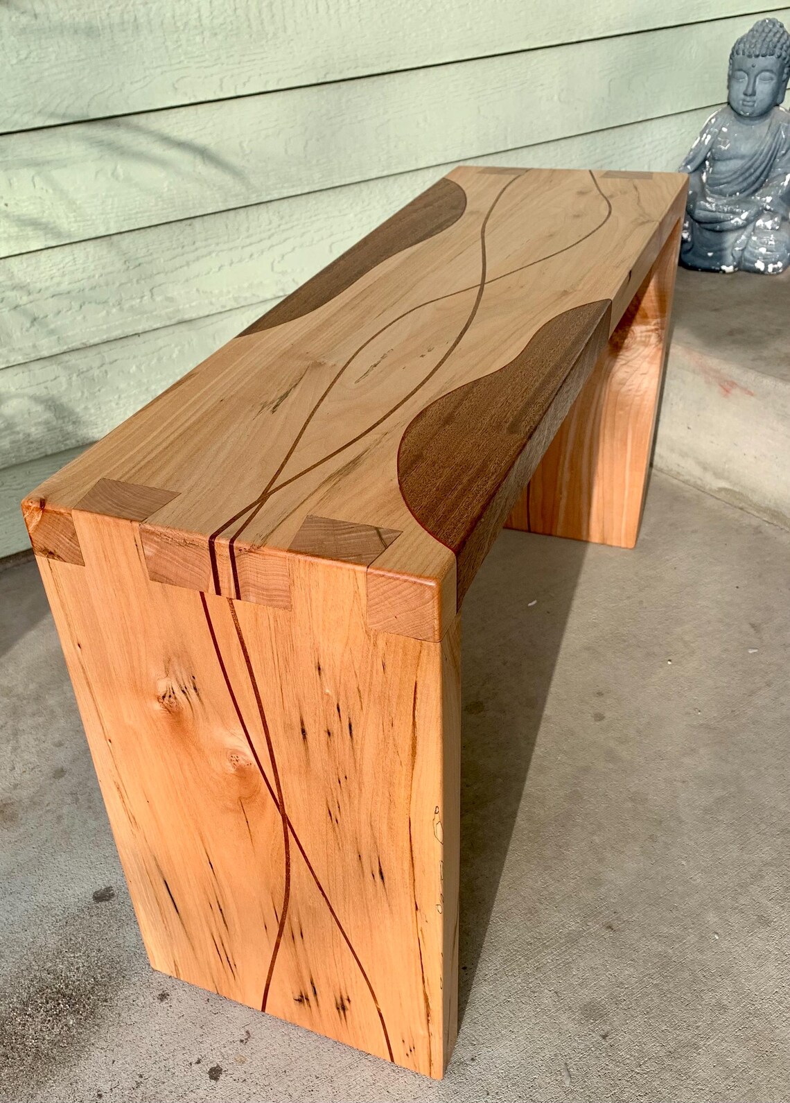 Maple and Sapele Inlay Bench With Dovetail Joinery - Etsy